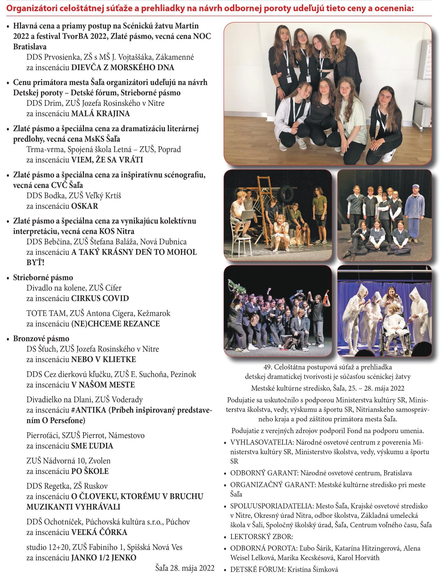 Zlatá priadka 2022 - výsledková listina – Národné osvetové centrum